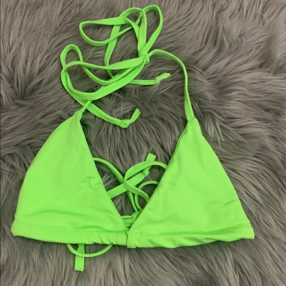 PrettyLittleThing | Swim | Prettylittlething Lime Green Triangle Bikini ...